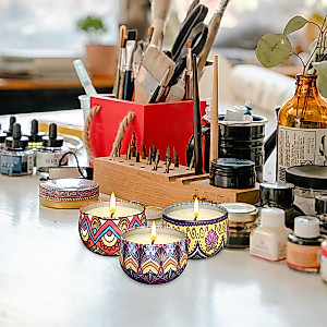 Set of 3 Scented Candles, 2.5 oz Floral Therapy Candles, Natural Soy Candle Set, 36 Hour Burn Time, Ideal Gift for Women (Blue Chimes, Mandarin, Lavender)