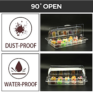 AIZYR Full Size Crystal-Clear Chafing Dish Cover, Roll Top Chafer Plastic Bakery Pan Display Cover Dustproof Lid (6 Pack) 21" x 13" x 6.7"