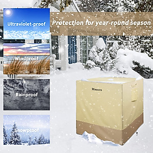 Air Conditioner Covers for Outside Units,Mancro Central Air Conditioner Cover Fits up to 36 x 36 x 39 inches,Durable Water Resistant Heavy Duty Windproof Square AC Covers,Grey