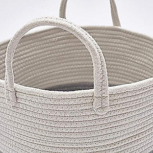 TBGFPO Large Cotton Rope Basket Storage with Handles - Grey Woven Toy Storage Basket for Laundry Hamper, Diapers, Nursery, Toys, Towels (Color : D)