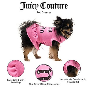 Juicy Couture Bling it On Cheer Dog Dress – Pullover Design Puppy Shirt with Elasticated Waistline and Flared Skirt, Doggie Clothes for Convenient Bathroom Breaks, X-Small (2-4 lbs.)