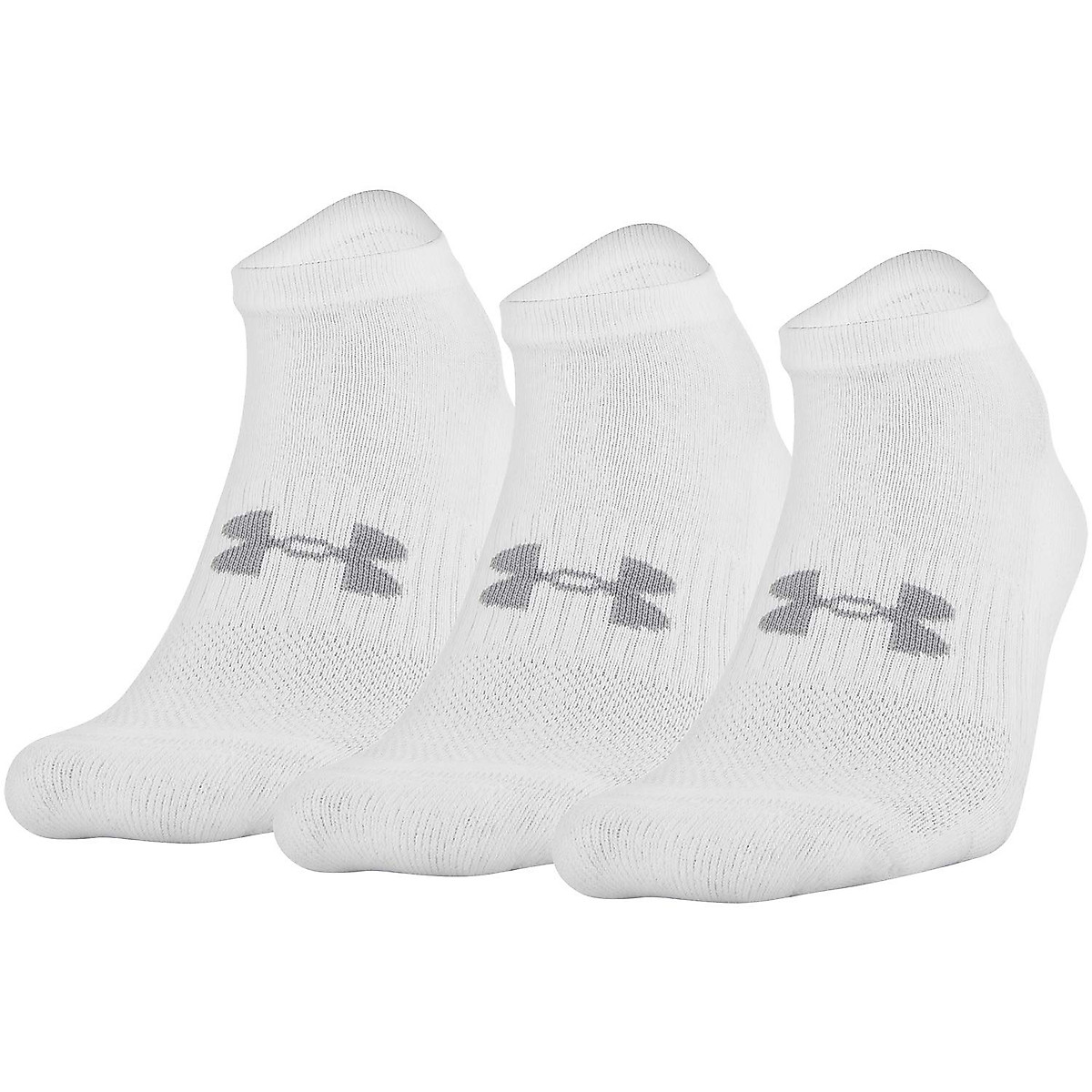 Under Armour Adult Training Cotton No Show Socks, Multipairs , White (3-Pairs) , Large