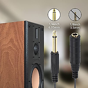 CERRXIAN 6.35mm Guitar Instrument Cable, Gold Plated 6.35mm 1/4 inch TS Mono Male to Female Audio Coiled Extension Cord for Electric Guitar, Bass, Amp, Mixing Desks(6.35m-6.35f)