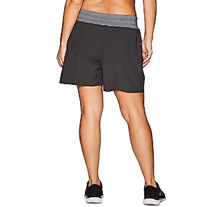 RBX Active Women's Plus Size Relaxed Fit Adjustable Waist Stretch Woven Athletic Charcoal