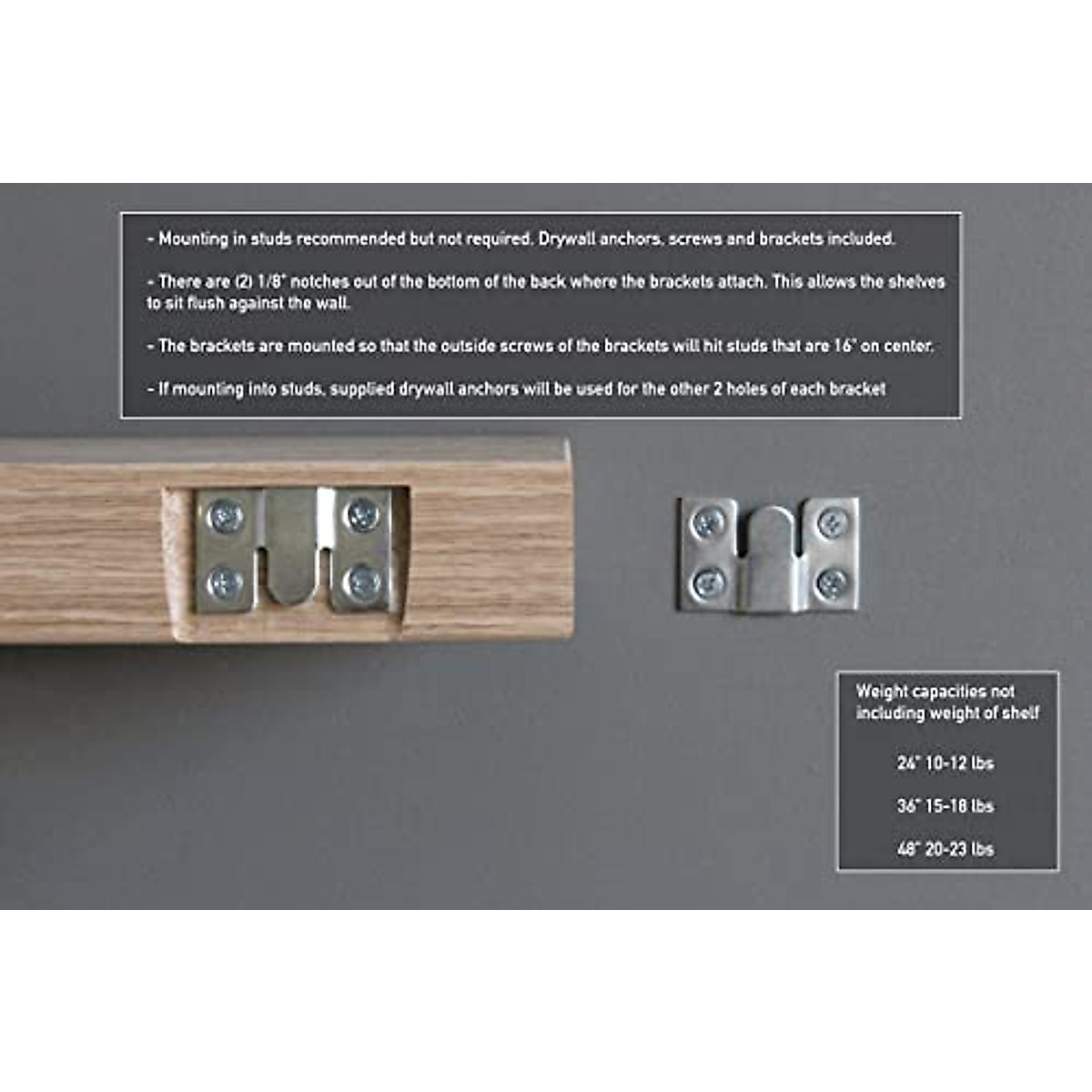 Urban Legacy Modern Hardwood Floating Accent Shelves | Set of 2 | Unfinished Oak (24" x 7" x 2")