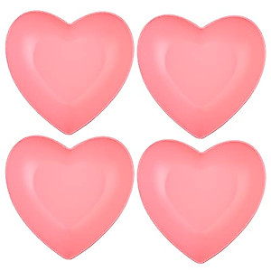 XUEJUN Bamboo Fiber Big Heart-shaped Bowls pink Deep Heart Plates Salad Bowl/Fruit Bowl for Desserts/Pasta/Dinner, 9.7inch