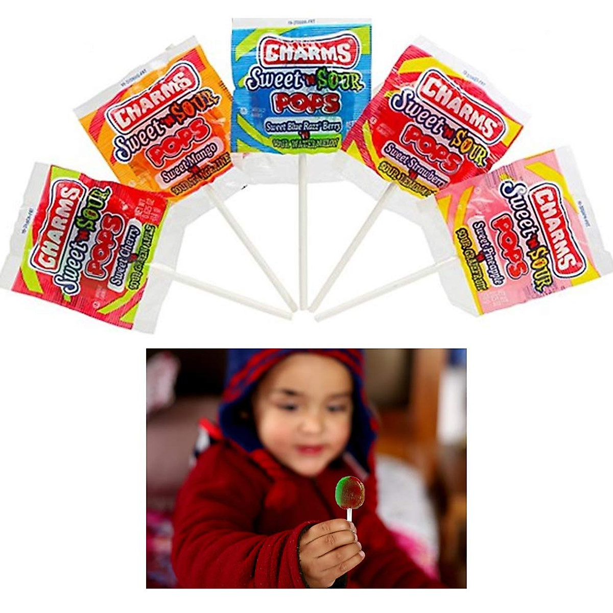 28 Pc Charms Sweet Sour Pops Lollipop Sucker Stick Candy Lollypops Party Favors