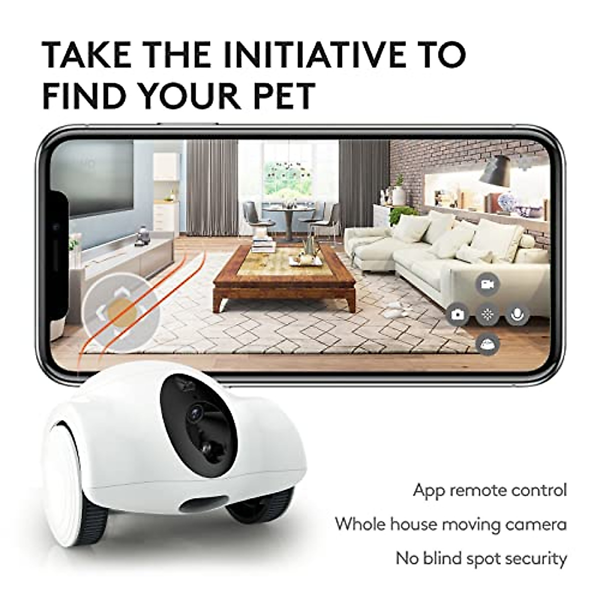 Smart Pet Camera, GULIGULI Movable Companion Robot for Pets, Dog Treat Camera, 1080P Full HD WiFi Pet Camera with Phone App, Night Vision, 2-Way Audio, No Monthly Fee (2.4G WiFi ONLY)