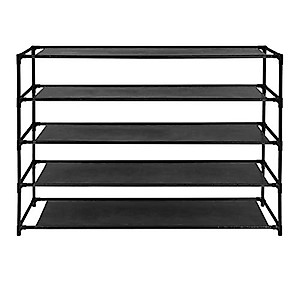 LOPJGH Shoe Racks,39-Inch Super Wide and Extra Large Combined Simple Shoe Rack 5-Tier 30-Pair Shoe Rack Cubby Organizer,Non-Woven Fabric Shoe Storage Cabinet (black)