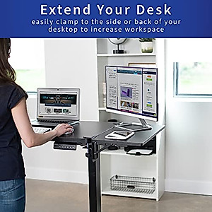VIVO Clamp-on 24 x 12 inch (14 Including Clamps) Desk Extender, Foldable Keyboard Tray, Table Mount for Sit Stand Desks, Black, DESK-EXT24