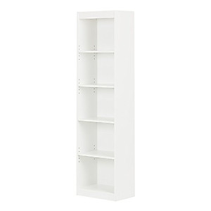 South Shore Axess 5-Shelf Narrow Bookcase, Pure White
