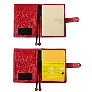 Genuine Leather a6 Planner Cover with Pen Loop Card Slots Zipper Pockets, Personal Organizer Cover, Compatible with Most A6 size Planners notebooks (Crocodile-Red)