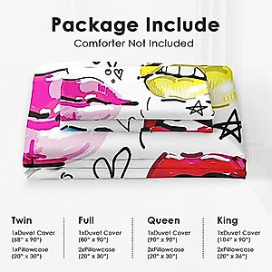Duvet Cover King Size, Makeup Woman Sexy Love Bedding Set with Zipper Closure for Kids and Adults, Red Valentine Female Comforter Cover with 2 Pillow Shams for Bedroom Bed Decor