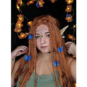 FRESHME Elf Ears with Cuff Earrings Set - Soft Pointed Elf Ears with Non-Pierced Silver Chain Butterfly Ear Clips for Women s Anime Party Christmas Renaissance Halloween Custome Cosplay Accessories Photo Props