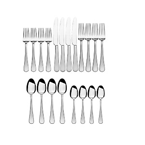 Gourmet Basics by Mikasa Satin Symmetry 20-Piece Stainless Steel Flaware Set, Service for 4
