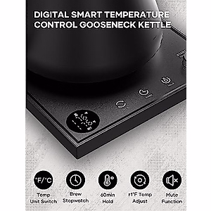 Gooseneck Electric Kettle, Offacy Pour Over Tea Kettles with LED Screen, ±1℉ Temperature Control, Full 304 Stainless Steel, Quick Heating, Hold, Mute, 0.68mm V-Shaped Spout, Hot Water Boiler, 0.9L