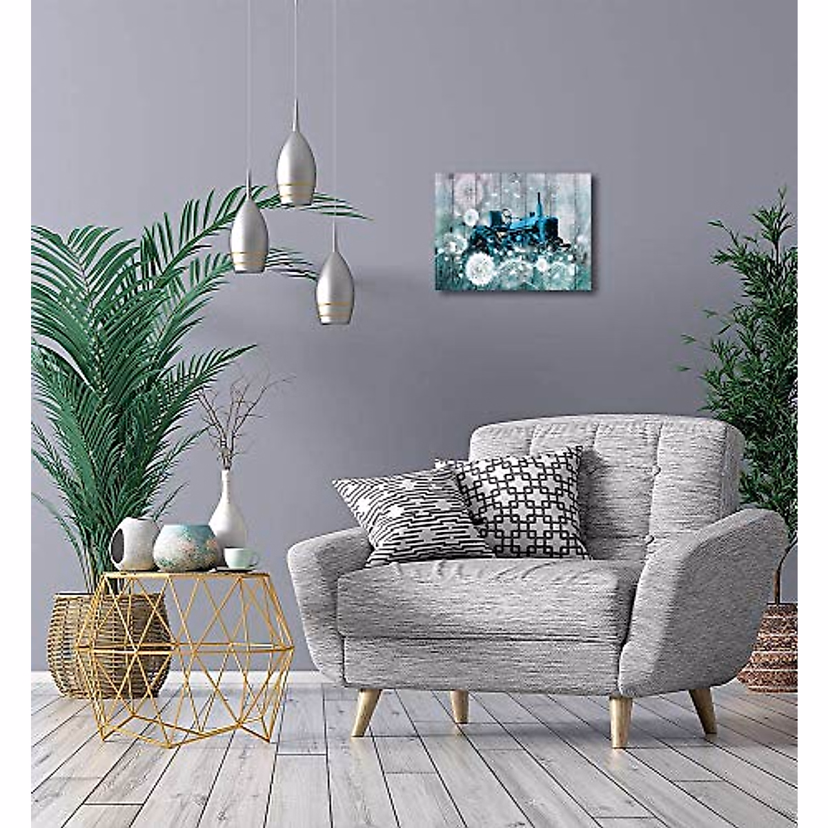 Mofutinpo Bathroom Teal Decor Dream Tractors Dandelion Canvas Wall Art Farmhouse Room Decor for Bedroom Walls Aesthetic House Wall Decor 12x16 inches