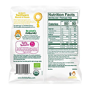Little Bellies Organic Round-a-bouts Baby Individual Snack Packs, Sweetcorn, 0.4 Ounce (Pack of 6)