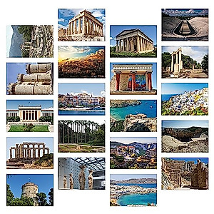 Dear Mapper Greece Vintage Landscape Postcards Pack 20pc/Set Postcards from Around the World Greeting Cards for Business World Travel Postcard for Mailing Decor Gift