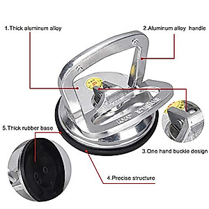 SOLUDE Glass Suction Cup,Vacuum Glass Lifter 5",Aluminium Plate Bearing Pullers for Moving Glass/Tiles/Mirror/Granite,Double Handle Locking
