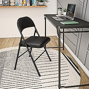 COSCO Vinyl Folding Chair, 4 Pack, Black