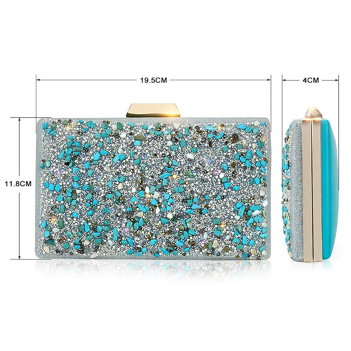 CHISHUNG Women's Sparkling Clutch Purse Crossbody Elegant Glitter Evening Bags for Wedding Party Prom Blue