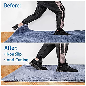 bemece 4PCS Rug Grippers - Enhanced Friction Non Slip Rug Tape, Washable Reusable Rug Pad Gripper, Anti-Curling, Double-Sided Adhesive Rug Pad Grippers for Area Rug Hardwood Tile