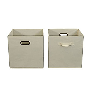 Household Essentials, Natural 2 Pack Open Storage Bins with Dual Handles, 13 x 12 x 13