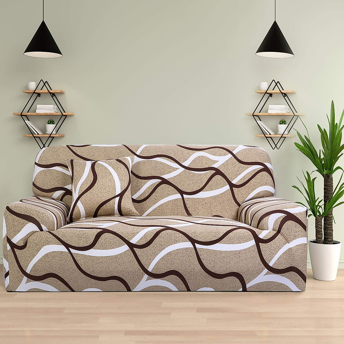 uxcell Stretch Sofa Slipcover Elastic Sofa Cover Chair Furniture Slipcovers Washable Floral Couch Cover, Medium