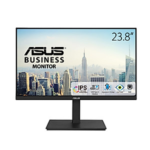 ASUS 23.8” 1080P Docking Monitor (VA24ECPSN) - Full HD, IPS, 75Hz, Adaptive-Sync, Speakers, Eye Care, Low Blue Light, Flicker Free, USB-C, RJ45, HDMI, Frameless, Height Adjustment, VESA Wall Mountable