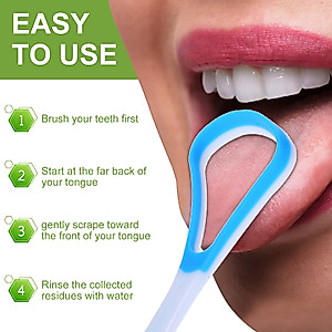 10 Pieces Tongue Scraper Tongue Cleaner Plastic Tongue Brush for Adults Oral Healthy Care, Pink Blue Green Purple Orange