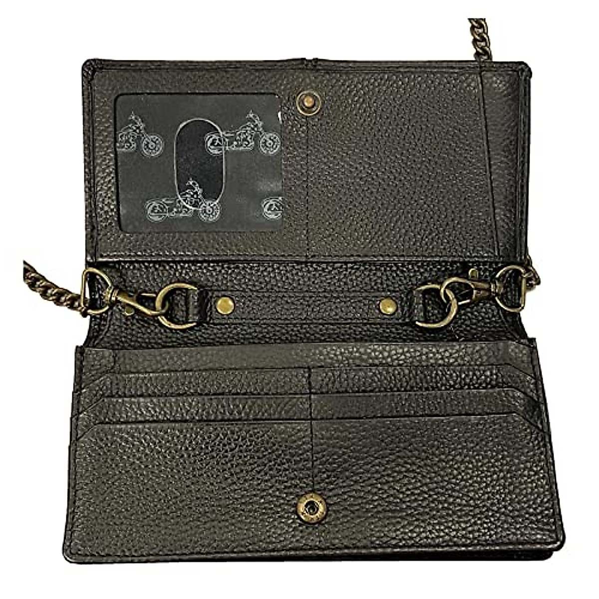 Harley-Davidson Women's Midnight Rider Leather Bi-Fold Clutch w/Strap - Black