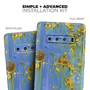 DesignSkinz Blue Metal with Gold Rust Protective Vinyl Decal Wrap Skin Cover Compatible with The Samsung Galaxy S20 (Screen Trim & Back Glass Skin)