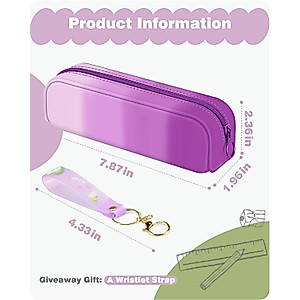 FINPAC Pencil Case, Small Pencil Pouch with Wristlet, Big Capacity Zipper Portable Silicone Pen Bag for Students Women, Bible Journaling Supplies and Accessories, Makeup Bags Organizer, Iris Purple
