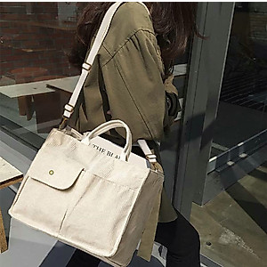Womens Tote Bag Corduroy Shoulder Bag Handbag Casual Purse Corduroy Large Capacity Hobo Bag Messenger Bag