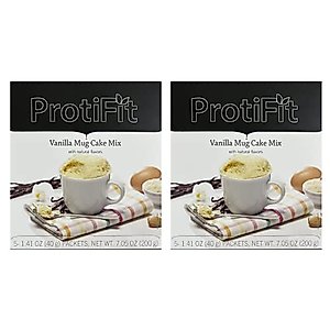 PROTIFIT - Protein Vanilla Mug Cake Mix 2 Pack, 6g Protein, High Fiber, Low Calorie, Low Sugar, Low Carb, Ideal Protein Compatible, 7 Servings Per Box, (2 Pack)