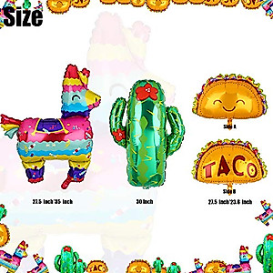Mexico Taco Llama Cactus Jumbo Mylar Foil Balloons Birthday Baby Shower Decor Supplies Mexican Fiesta Theme Party Decorations 3 Pcs
