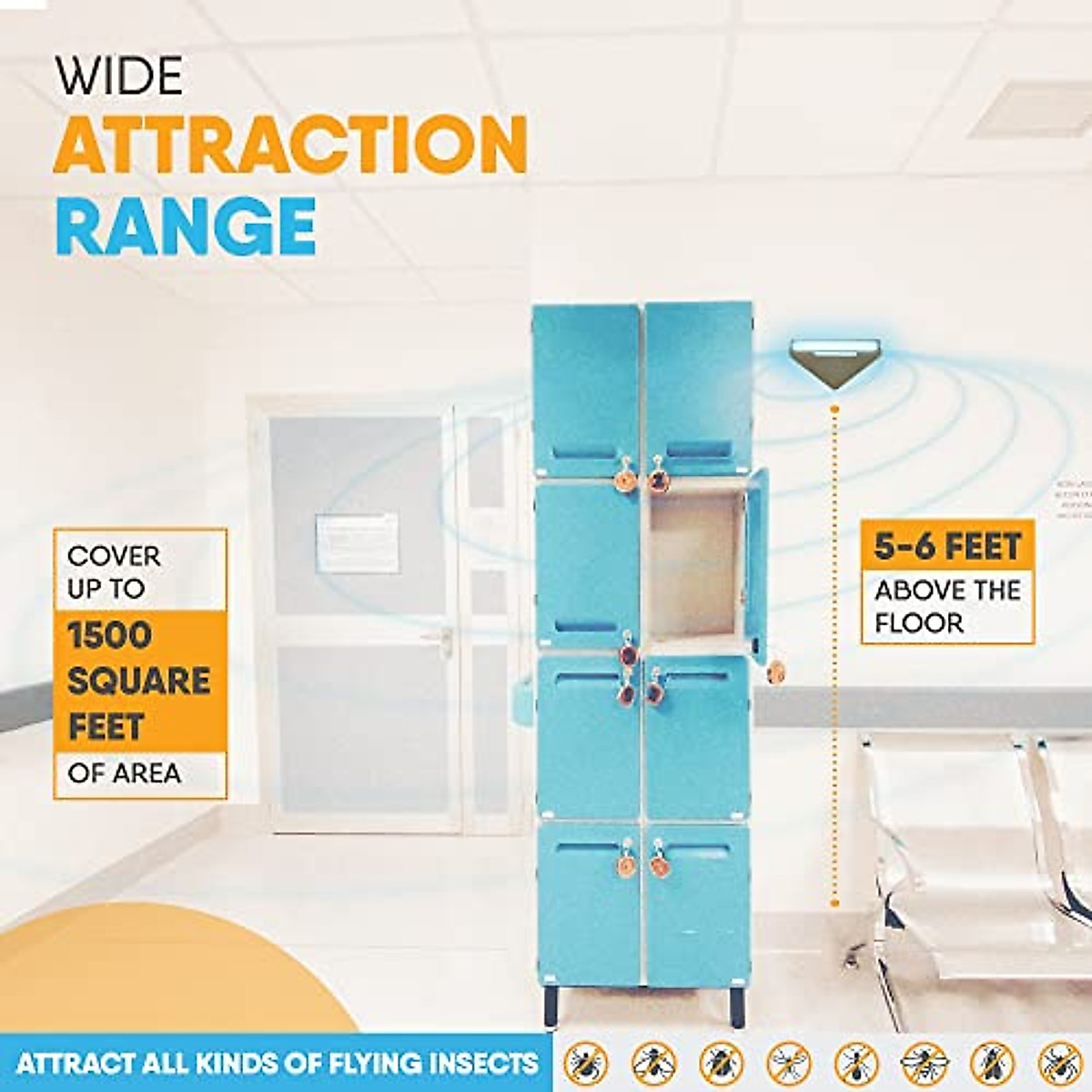 Gardner WS-90 Indoor Fly Trap, Fly Lights for Restaurants & Healthcare Facilities, Fly Light Trap, Insect Light Trap Indoor, Fly Light Trap Indoor Plug in, Bug Lights, Blue Light Fly Trap (Gold)