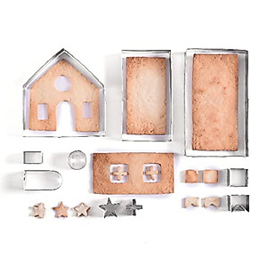 Hemoton 20 Pcs Christmas Baking Cutters Gingerbread House Cookie Cutter Chocolate House Cutter Stainless Steel Cookie Cutter Cookie Molds Christmas Cake Mould Small Cake Mold 3d