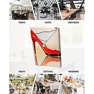 Dining Room Chair Back Covers, Sexy Red High Heels Lipstick Rose Chair Covers Kitchen Chair Slipcovers Protective Covers for Holiday Party Festival Decoration, Set of 8