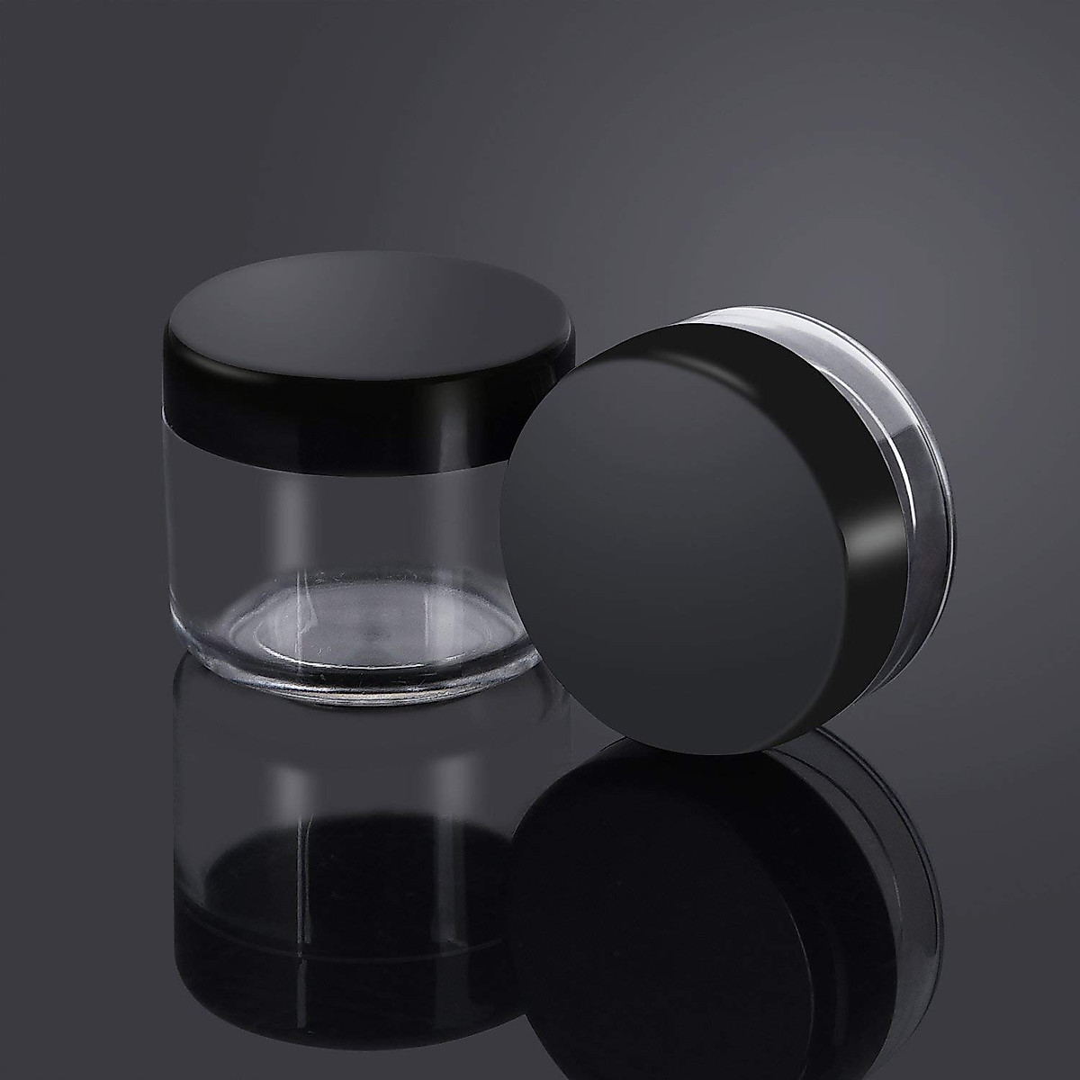 Onwon 10 Pieces Empty Clear Plastic Makeup Sample Containers with 2 Pieces Mini Spatula 3/5 / 10/15 / 20 Gram Size Cosmetic Pot Jars with Screw Cap Lids