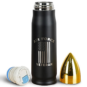 qchdln 17 OZ Veteran Bullet Tumbler with Lid - Ideal Gifts for Men Father's Day, Birthday, Veterans Day, Christmas - Perfect for Air Force, Navy, Army, Military & Veterans Cup