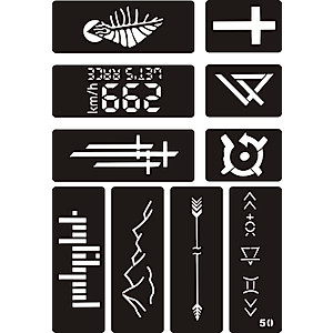 Kotbs 6 Sheets Henna Tattoo Stencil Kit, 52pcs Cross Sword Arrow Patterns Temporary Glitter Airbrush Tattoo Stencils Arabian Tattoo Stickers for Face Paint Body Art