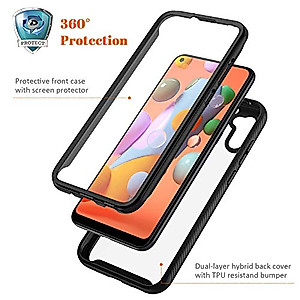 seacosmo Samsung A11 Case, Full Body Shockproof Cover [with Built-in Screen Protector] Slim Fit Protective Phone Case for Samsung Galaxy A11 – Black/Clear