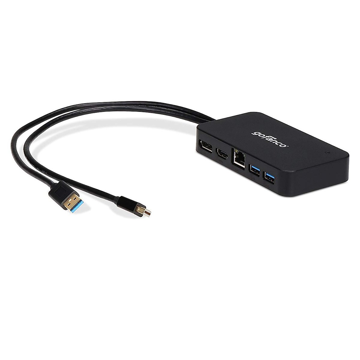 gofanco Mini DisplayPort (Thunderbolt 2) 1080p Video Dock/Docking Station - 1080p HDMI or DisplayPort (DP) - USB 3.0 and Gb Ethernet Adapter Hub for MacBook, Surface Pro 2/3/4/5 and Laptop (mDPDock)