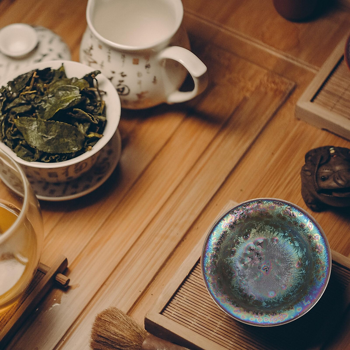 Veemoon Ceramic Tea Cup,Japanese Tea Cup,Handmade Ceramic Tea Cup with Natural Blue Pattern for Tea Enthusiasts, Ideal for Decoration (Mixed Color)