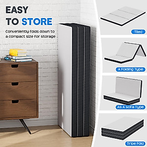 FDW Mattress/Foldable Mattress for Kids and Adults/Medium-Firm Mattress with a Collapsible and Washable Cover/Suitable for RV Travel Camping Guest,Full