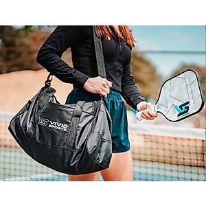 Vivid Sports Graphite Pickleball Paddle Set of 2, Polymer Honeycomb Core, Duffle Bag with 2 Indoor 2 Outdoor Pickle Balls, 2 Neoprene Paddle Covers, USAPA Wide Body Pickleball Raquette (White)