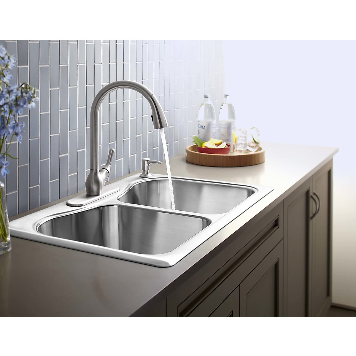 KOHLER R776-SD-VS Barossa Kitchen Faucet with Soap/Lotion Dispenser, Vibrant Stainless