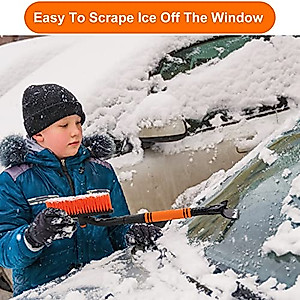 Snow Brush with Ice Scraper for Car Windshield, Magic Snow Scrapers & Brush, Car Window Snow Cleaner Removal Tool with Foam Grip, 22 Inch to 29 Inch Extendable Snow Remover for Family Cars, SUVs